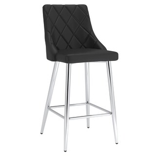 Contemporary Faux Leather and Metal 26" Counter Stool, Set of 2 - N/A ...