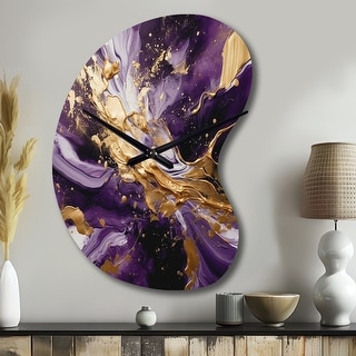 Purple and Gold Liquid Magic III - Abstract Wall Clocks in Asymmetrical ...