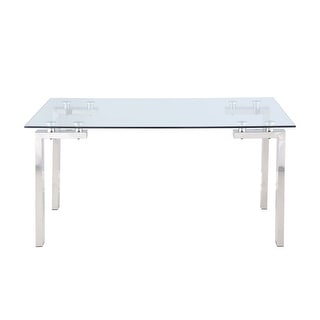 Somette Cristy Rectangular Glass and Stainless Steel Dining Table - CLEAR - Bed Bath & Beyond ...