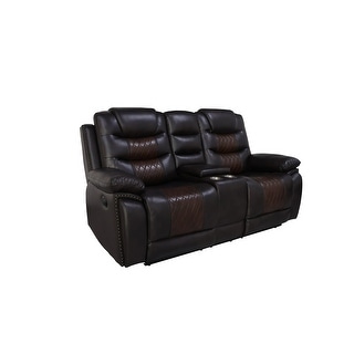 Asher 74 Inch Loveseat with Dual Recliners, Console, Brown Faux Leather ...