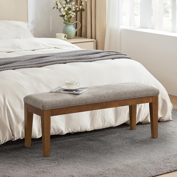 Upholstered Fabric Entryway Bench Bedroom Bench for End of Bed Beige Solid Wood 44 inch On Sale Bed Bath Beyond 38442139