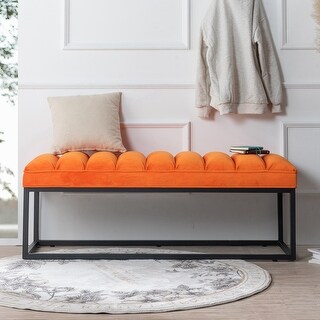 Metal Base Upholstered Bench for Bedroom and Entryway - Bed Bath ...