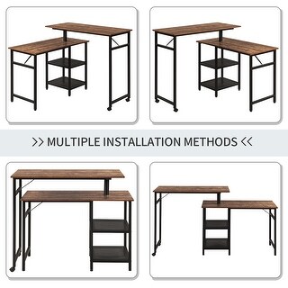 Merax Home Office Industrial 360 Degrees Free Rotating Corner Computer ...