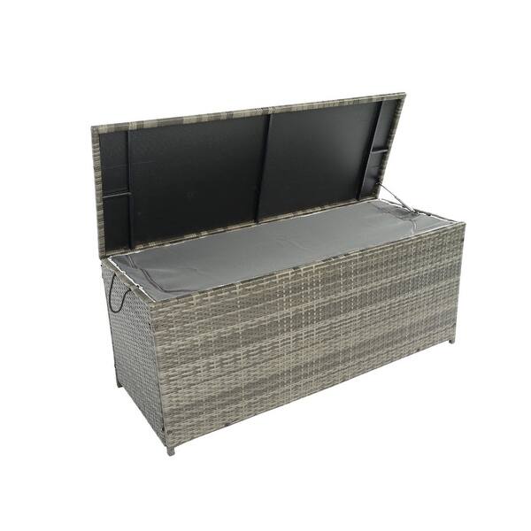 113 Gallon Wicker Patio Deck Boxes with Lid - GREY - Bed Bath & Beyond ...