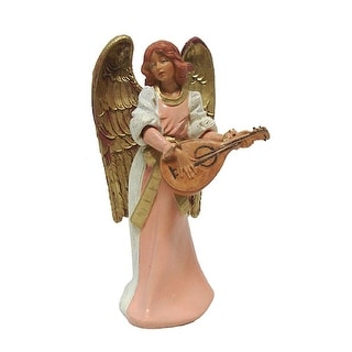 6" Pink and Gold Eva Angel with Mandolin Christmas Nativity Figurine ...