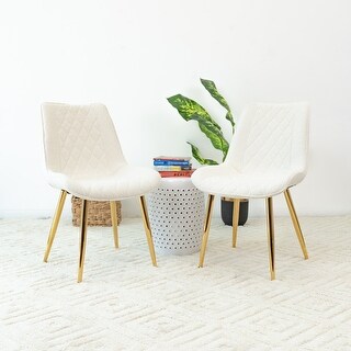 Simo French Boucle Fabric Upholstered Dining Chair in Beige (Set of 2 ...