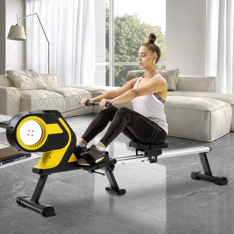 Rowing Machine with LCD Monitor, 46" Slide Rail - Overstock - 34795873