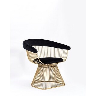 Cid 28 Inch Modern Dining Chair, Slatted Gold Cone Base, Black - Bed ...