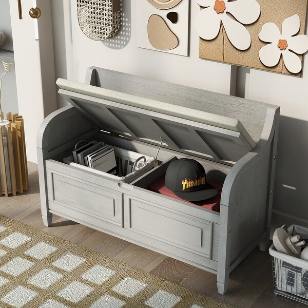 Home decorators collection wood entryway bench with flip top and concealed storage store