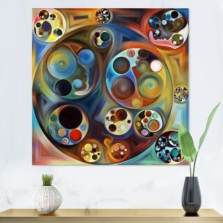 Designart "Circles Of Thinking Art VI" Modern Canvas Art Print - Bed ...