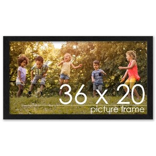 36x20 Traditional Black Complete Wood Picture Frame with UV Acrylic ...