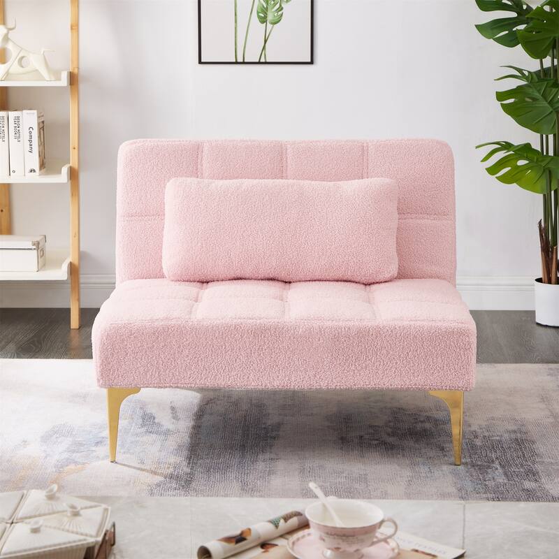 Pink Convertible Single Sofa Bed Futon - Overstock - 39486470