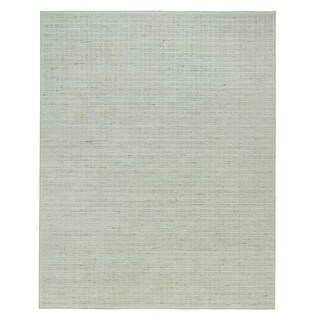 Shahbanu Rugs Pelican Ivory, Loom Knotted, Modern Box Design and Plain ...