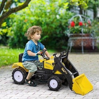 Aosom Kids Ride-On Excavator, Manual Pedal Digger, Front Loader Tractor ...