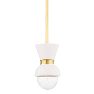 Gillian 1 Light Pendant - Aged Brass/Ceramic Gloss Cream - Bed Bath ...