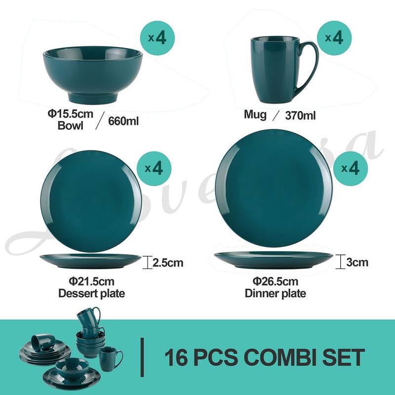 LOVECASA 16-Piece Porcelain Dinnerware Set (Service for 4) - Overstock ...