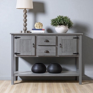 48" Solid Wood Console Table with 2 Drawers & Cabinets, Retro Style ...