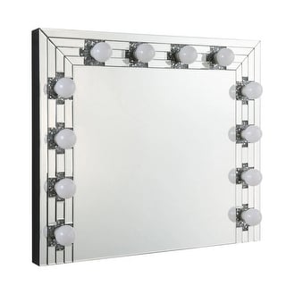Zaff 32 Inch Modern Glam Lighted Mirror, 12 Sockets, Faux Diamonds ...