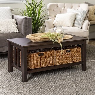 Traditional Storage Coffee Table with Bins, Espresso - Bed Bath ...