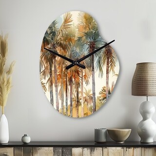 Green Palm Tree Paradise III - Palms & Palm Trees Large Wall Clock in ...