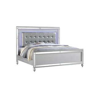 Sterling Contemporary Full/Queen/King Bed with Crystal Tufted ...