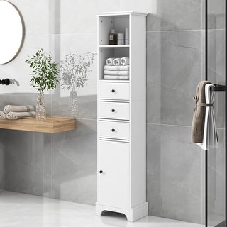 Narrow Bathroom Tall Cabinet Free Standing Slim Entrance Storage ...