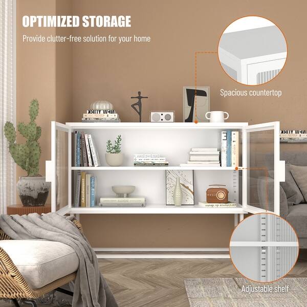 U-Shaped Leg Anti-Tip Dust-Free Enclosed Sideboard Cabinet with 2 ...