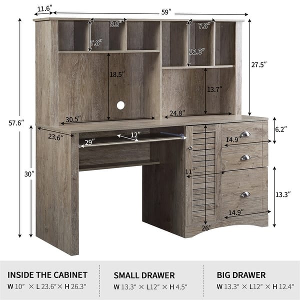 Merax 59-inch Computer Desk with Multi-compartment Storage Shelf and ...