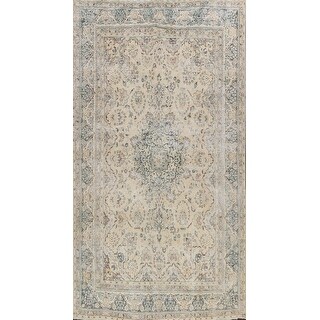 Muted Distressed Floral Tabriz Persian Wool Area Rug Handmade - 9'6" x ...