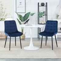 Blue-Reception Dining Chair Set of 2 Modern Restaurants Chair - Bed ...