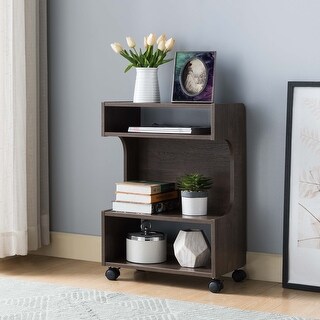 Compact Display Table, Mobile Chairside Table with Three Shelves and ...