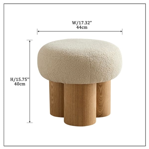 Lamb Wool Mushroom Stool with Walnut Veneer - Bed Bath & Beyond - 39711180