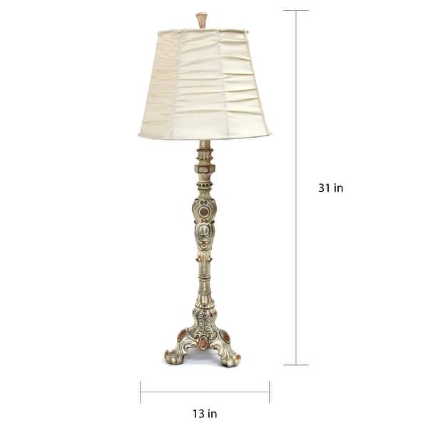 Elegant Designs Antique-style Buffet Table Lamp with Cream Ruched Shade ...