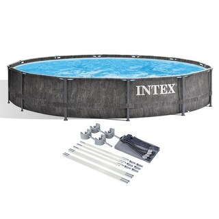 Intex 12' x 30" Greywood Prism Steel Frame Premium Pool Set with Filter ...
