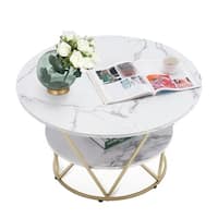 2-Tier Round Coffee Table, 31.5 Inch Modern Coffee Table for Living ...