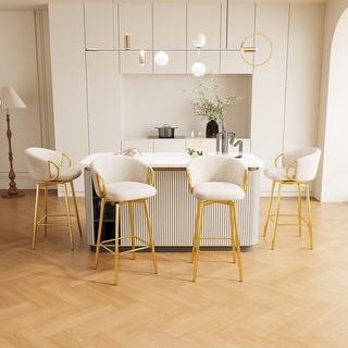 Soft Fabric Bar Stools Dining Chairs Set of 4,Easy Assembly & Stable ...