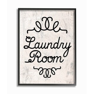 Stupell Black on White Laundry Room Cursive Typography Framed Wall Art ...