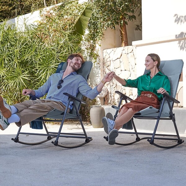 High Back Oversized Folding Rocking Camping Chair Padded Portable Outdoor Rocker Chair for Patio Garden up to 400 lbs Bed Bath Beyond 40412010