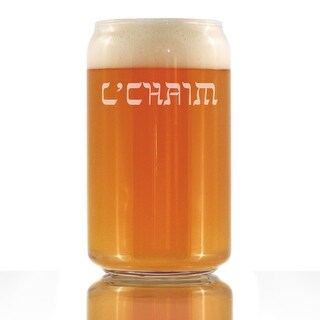 Cheers Hebrew L'Chaim - Beer Can Pint Glass - Jewish Gifts - 16 Ounce ...