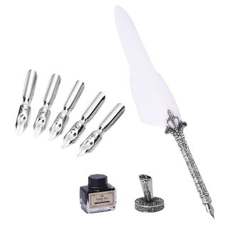Antique Pen Set Included Feather Pen Holder 5 Nibs 5ml Ink Bottle - Bed ...