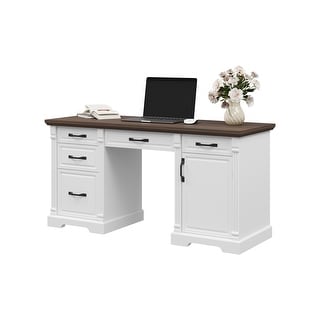 59 inch Functional Computer Desk with Drawers,Ample Storage & Sturdy ...