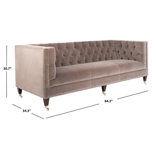 SAFAVIEH Couture Miller Grey Velvet Commercial Grade Sofa - Bed Bath ...