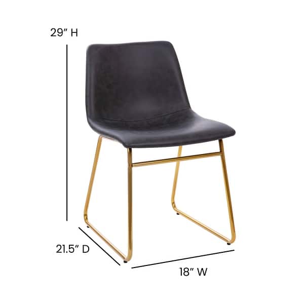 18 inch Sled Base Dining Chair in Dark Gray with Gold Frame, Set of 2 ...