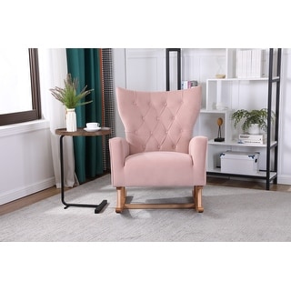 Pink Velvet Upholstered Rocking Chair Living Room Rocking Chair - Bed ...