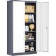 71 inch Tall Metal Locker Garage Storage Cabinet with Locking Doors and ...