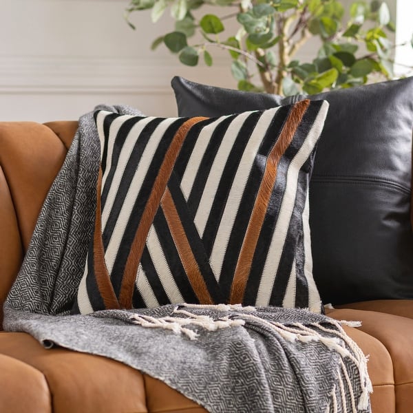 Shyla Hair on Hide Striped Modern Throw Pillow - Bed Bath & Beyond ...
