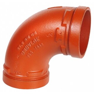 90° Elbow: Ductile Iron, 3 in x 3 in Fitting Pipe Size, Grooved, Class ...