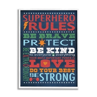 Dark Blue Super Hero Rules Framed Wall Art - Bed Bath & Beyond - 34488606