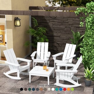 Shoreside 5-Piece Poly All Weather Rocking Chair Conversation Set - Bed ...
