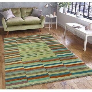 Hand-Woven Winchester Kilim Daimary Gold/Rust Rug - 4'10" x 6'5" - Bed ...